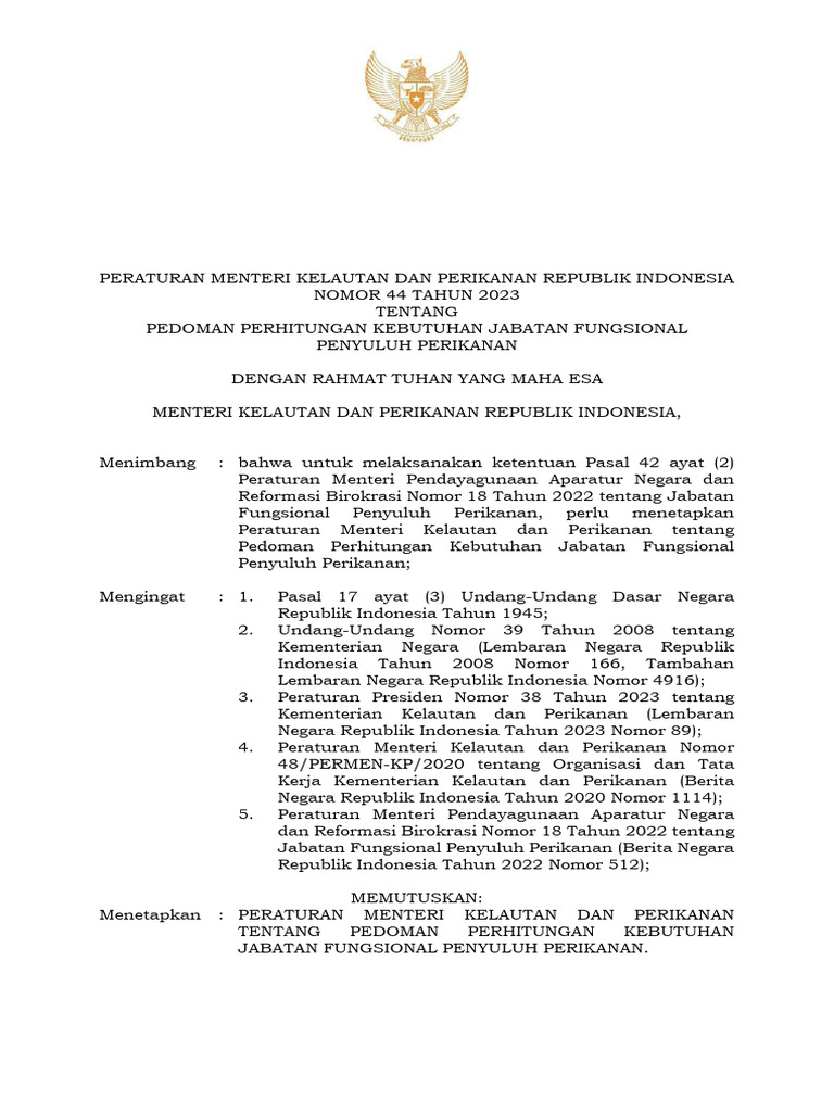 2023 Permenkp 044 | PDF