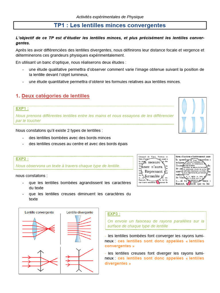 Tp1.Lentilles Correction | PDF