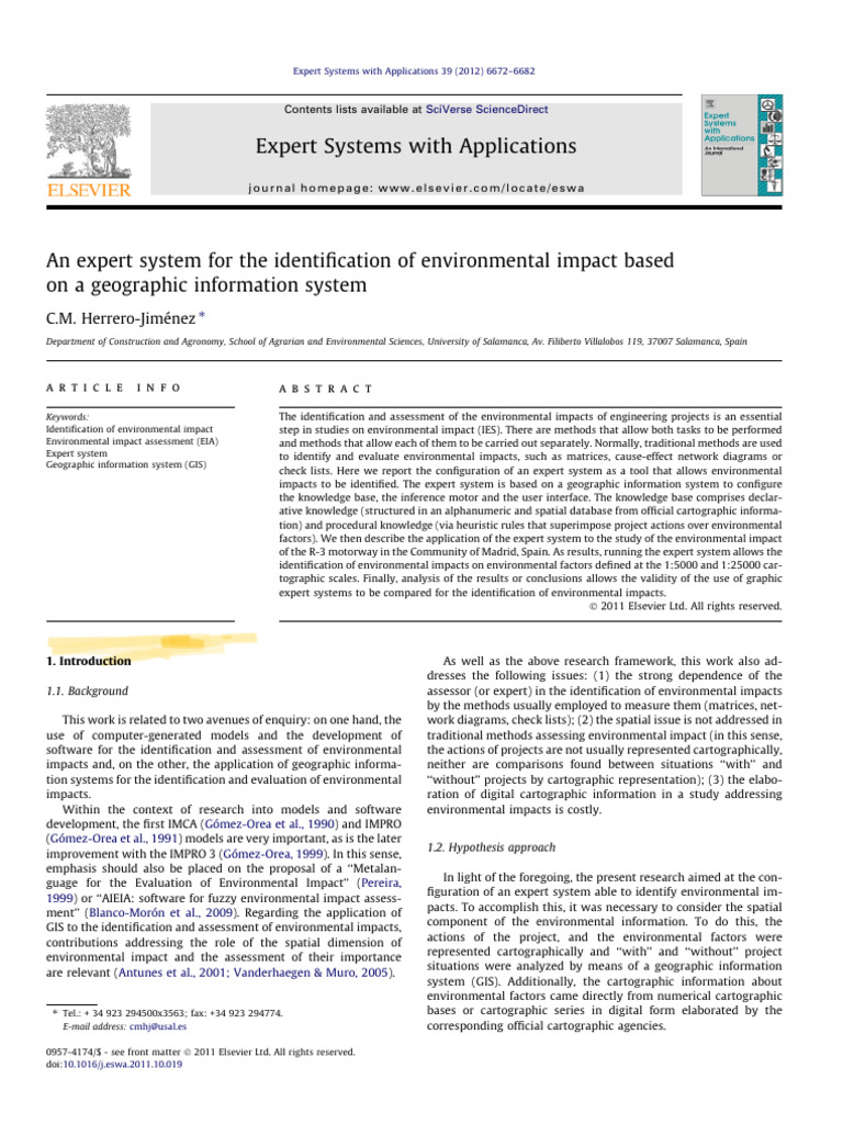 An Expert System For The Identification of Environmental Impact Based ...