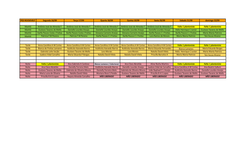 ESCALA PED de 16 A 22 Set Atualizada | PDF
