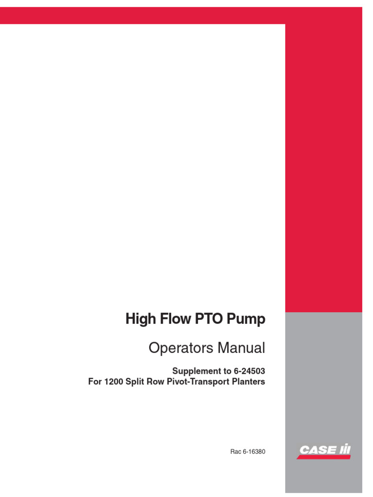 High Flow PTO Pump: Operators Manual | PDF