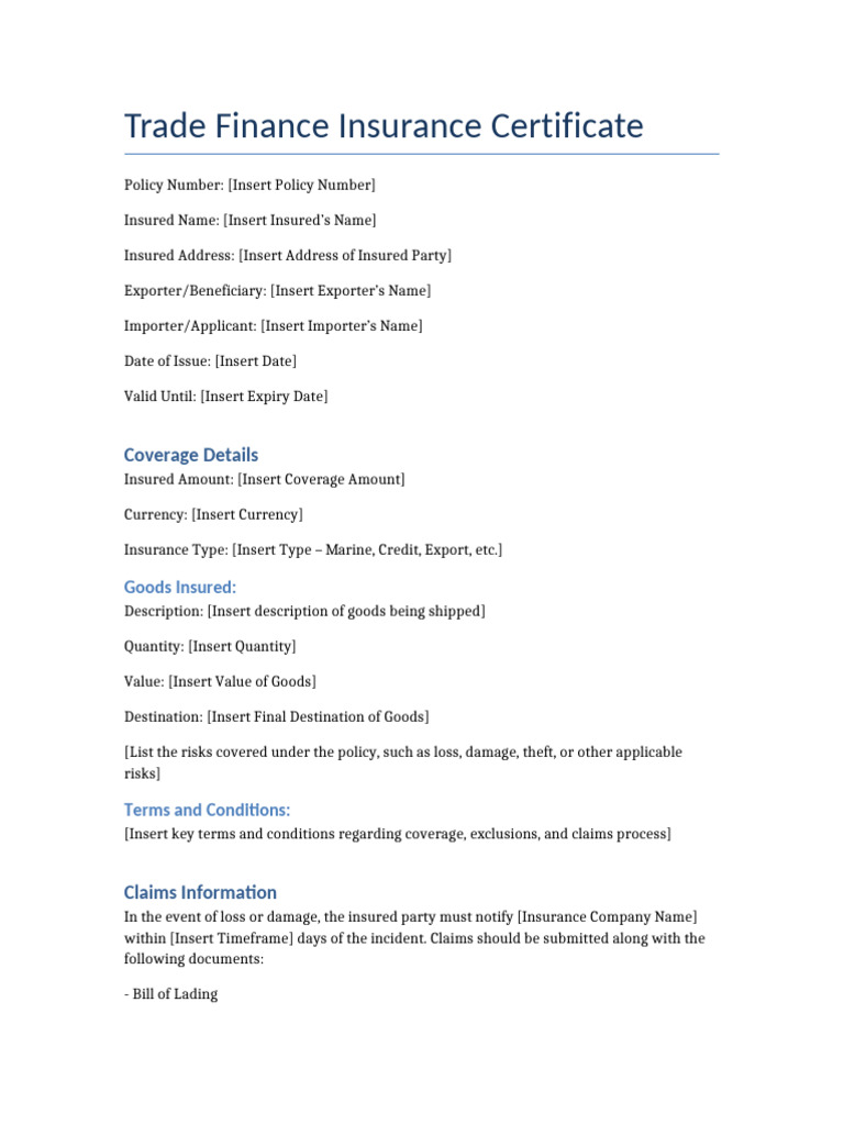 Trade - Finance - Insurance - Certificate New | PDF