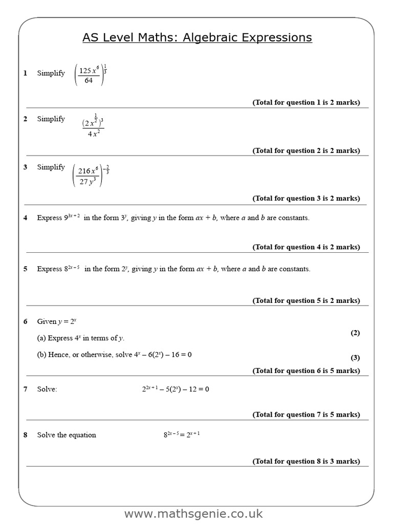 Algebraic Expressions | PDF