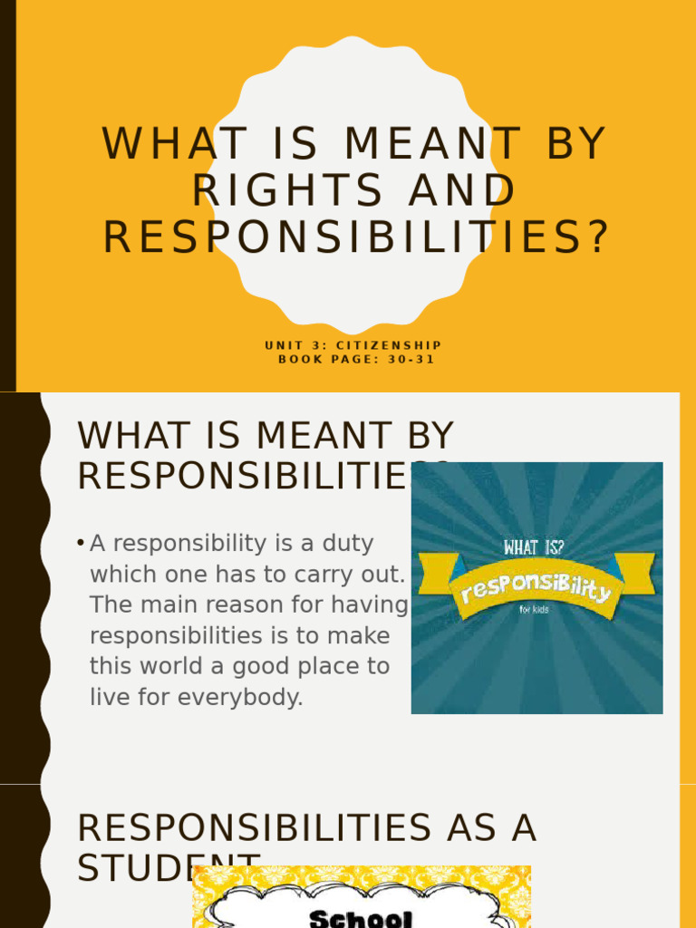 What Is Meant by Rights and Responsibilities PPT-1 | PDF