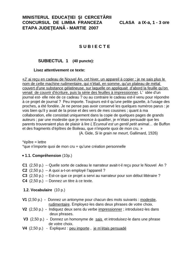 Subiecte 2007 | PDF