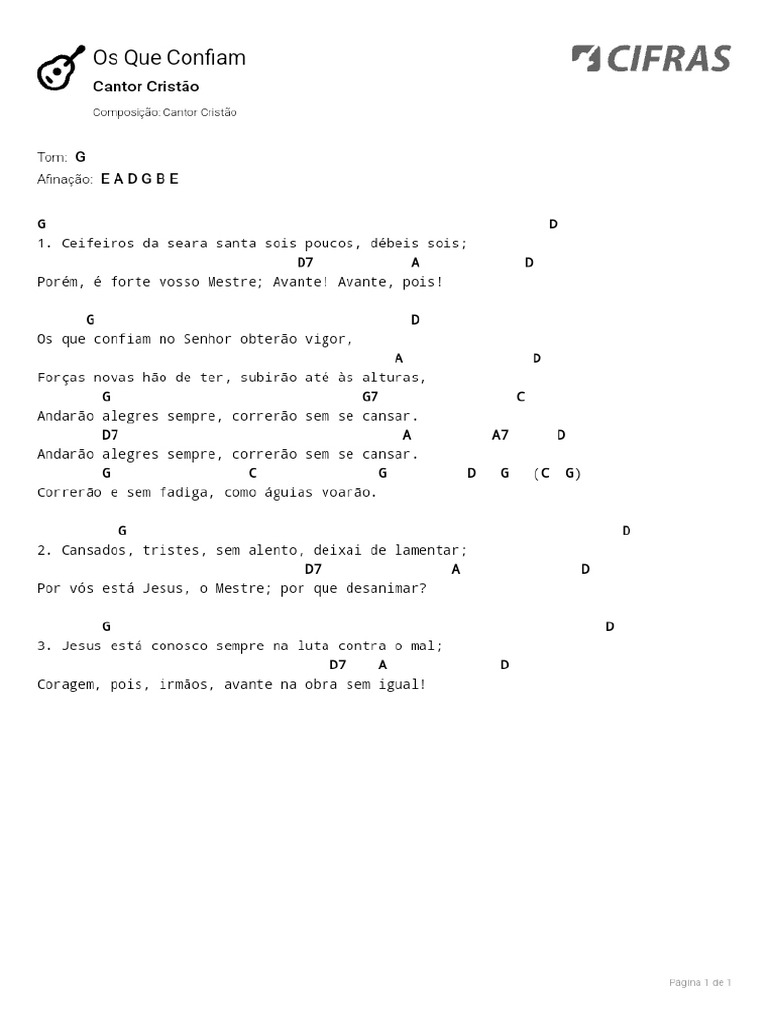 CIFRAS Cifra Cantor-Cristao Os-Que-Confiam | PDF