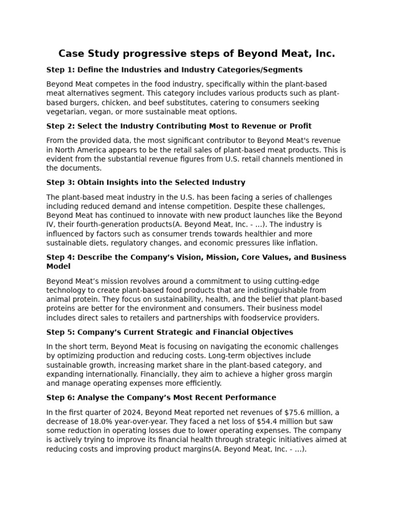 Case Study Progressive Steps of Beyond Meat | PDF