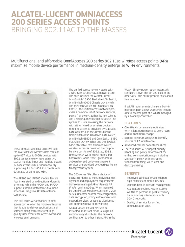 Alcatel Lucent Oaw Ap205 Manual | PDF