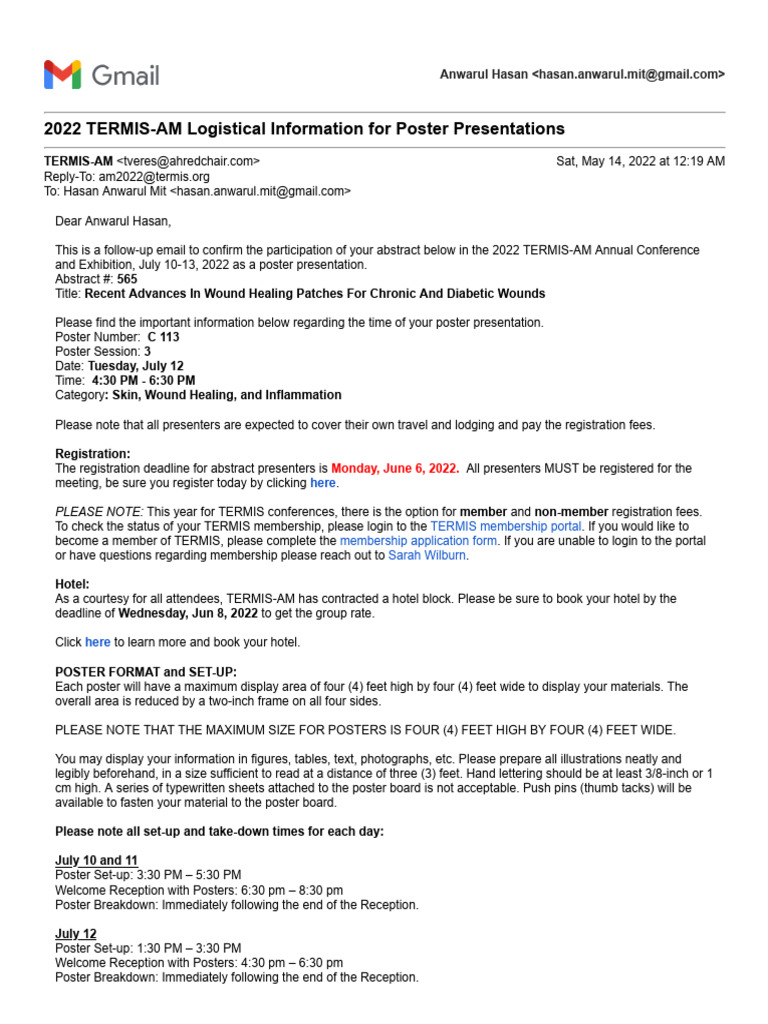 565 - TERMIS-AM - Recent Advances in Wound Healing | PDF