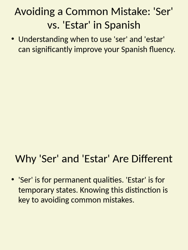Ser Vs Estar Presentation | PDF