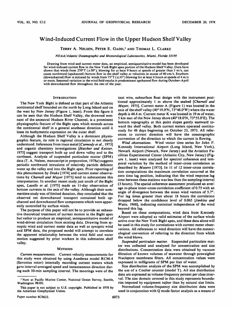 Wind-Induced Current Flow in the Upper Hudson Shelf Valley | PDF