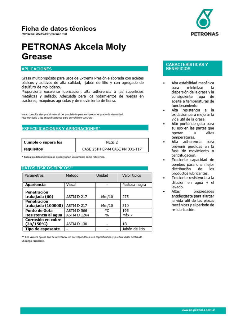 FT - Petronas - Akcela Moly Grease | PDF