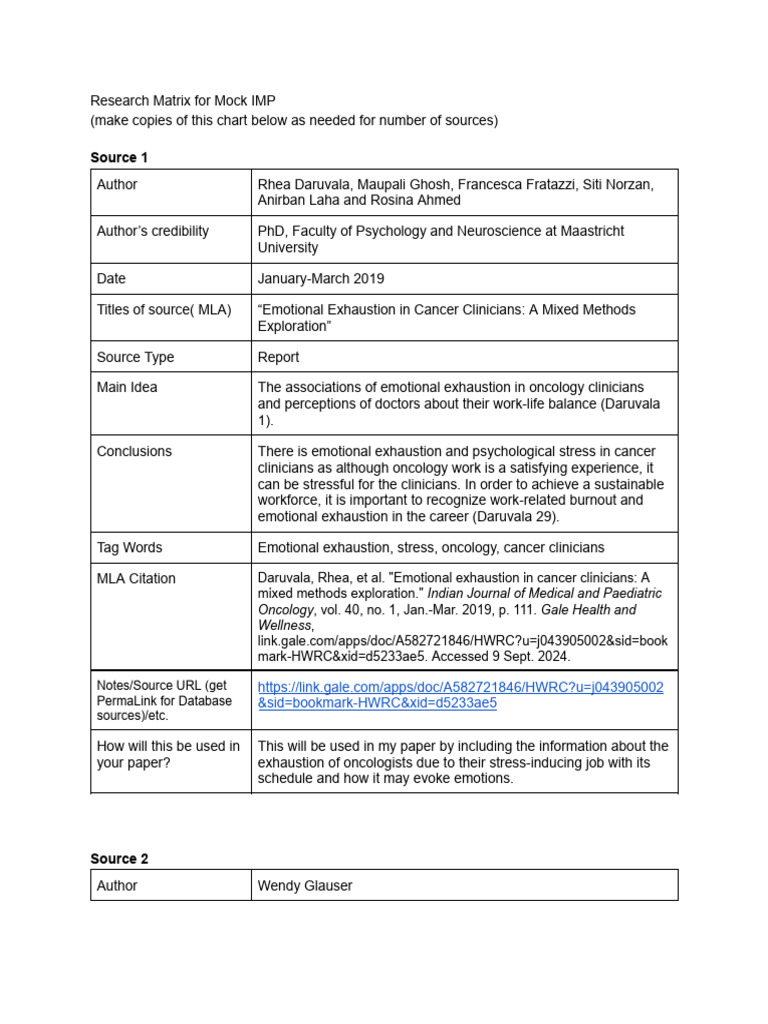 Janina Thomas - Blank Research Matrix | PDF
