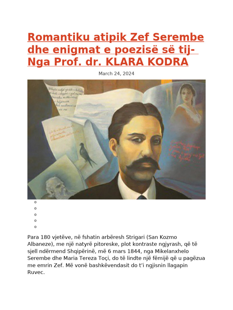 Romantiku Atipik Zef Serembe Dhe Enigmat e Poezisë Së Tij | PDF