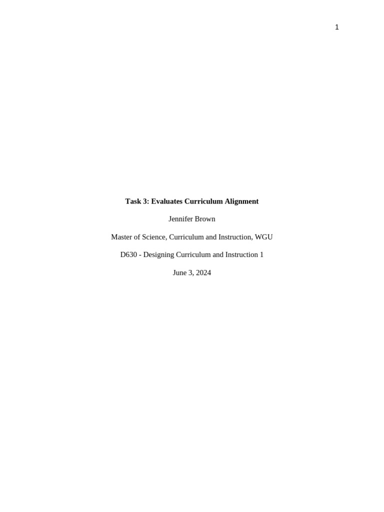 Task 3 - WGU Evaluates Curriculum Alignment | PDF
