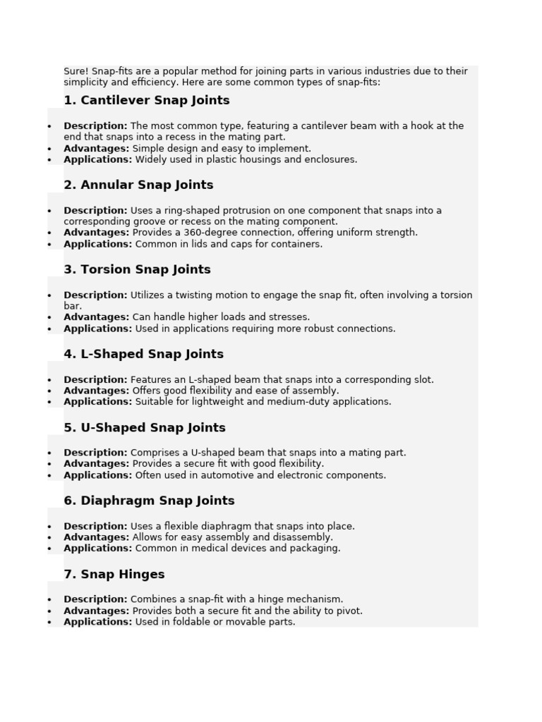 Snap Joints | PDF