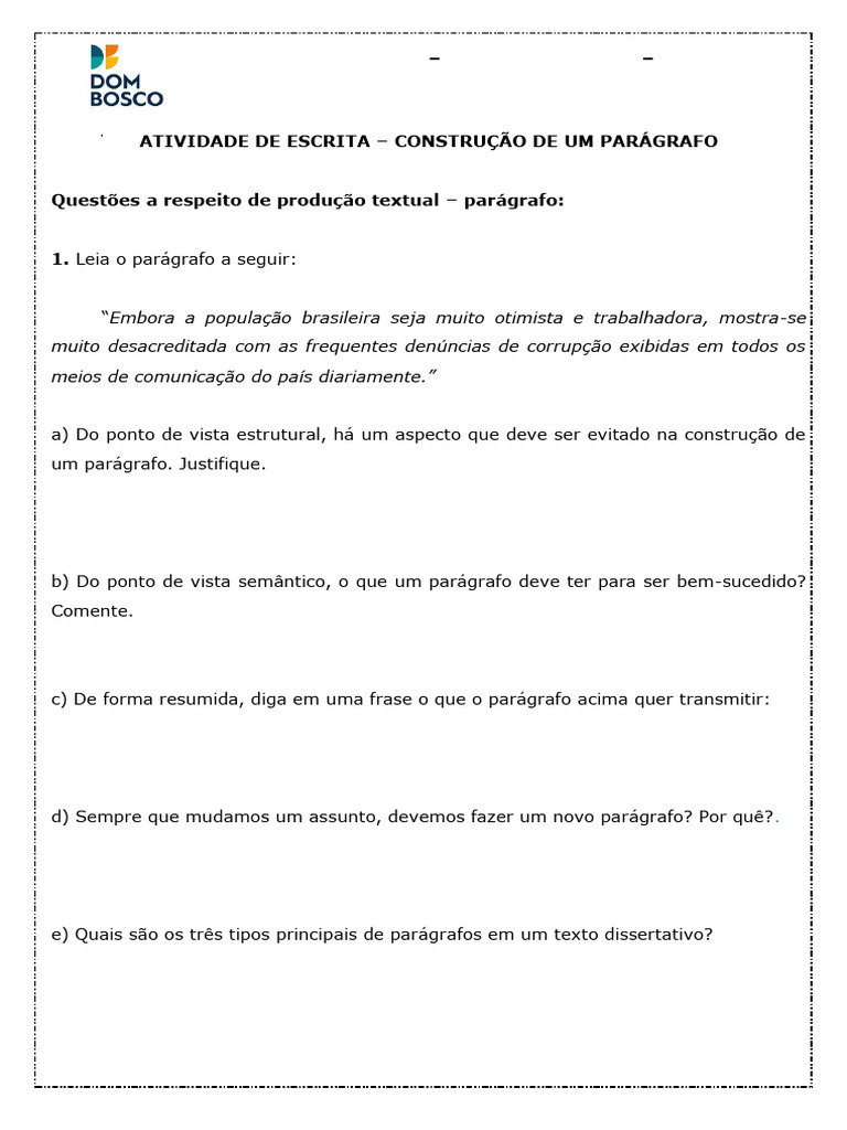 Estrutura e Análise de Parágrafos | PDF