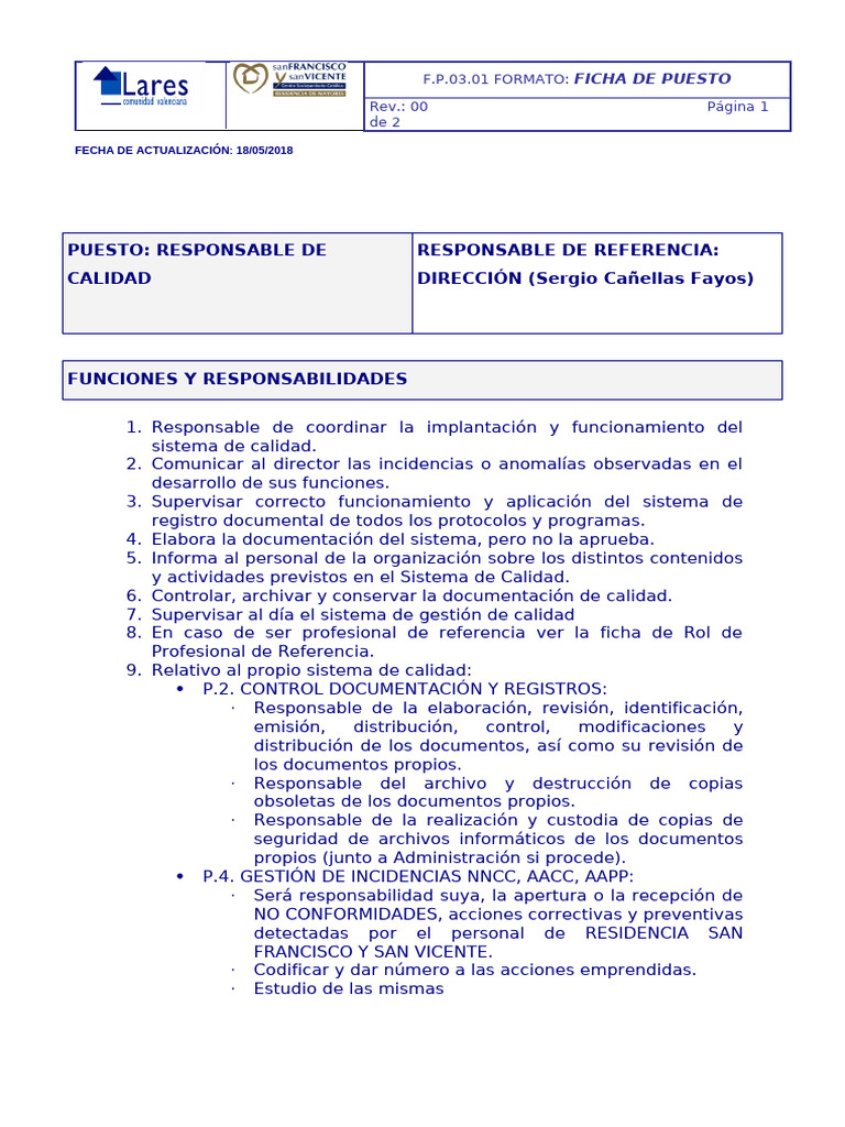 f.p03.01 Responsable Calidad | PDF