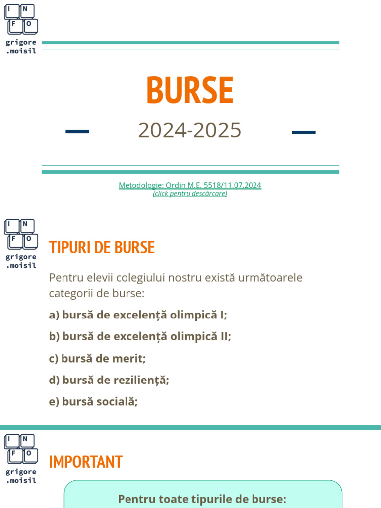 Informații Burse 2024-2025 | PDF