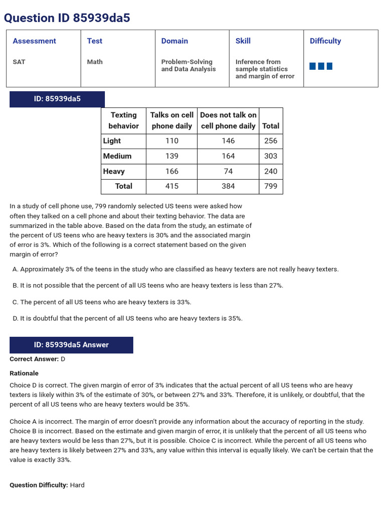 SAT Suite Question Bank - Results | PDF