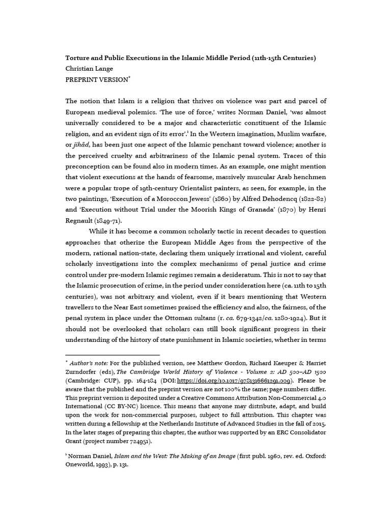 Lange Torture and Public Executions 2020 Preprint | PDF