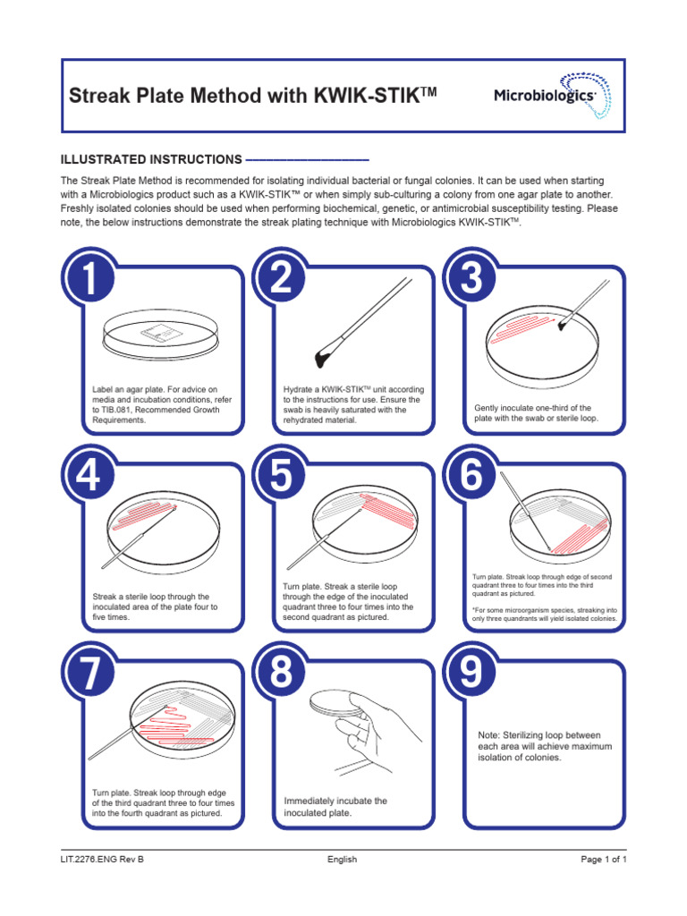 Streak Plate Method for Colony Isolation Illustrated Instructions | PDF