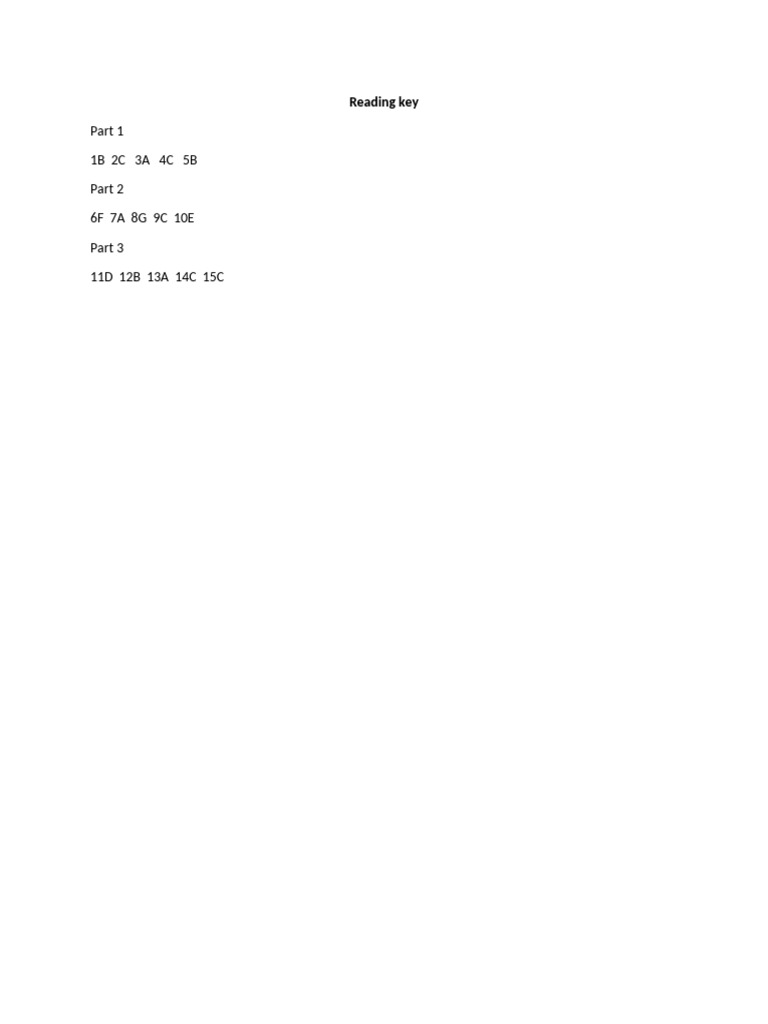 Reading Key | PDF