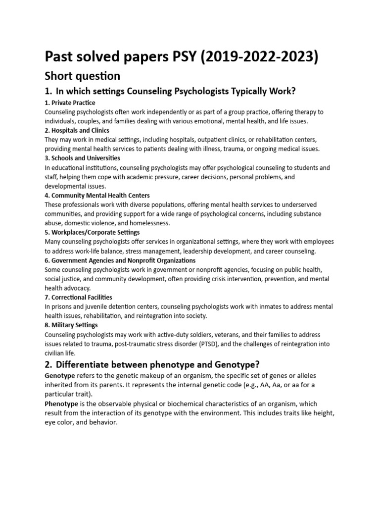 Psychology 1 | PDF