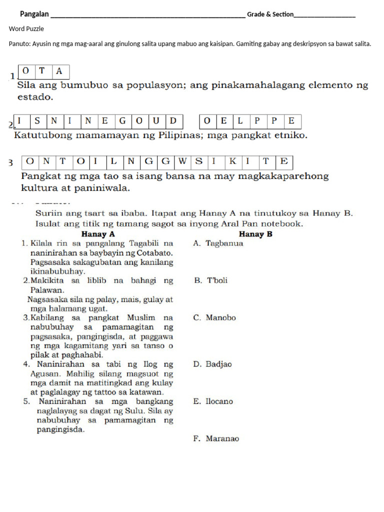 AP4 W6 Activity sheet | PDF