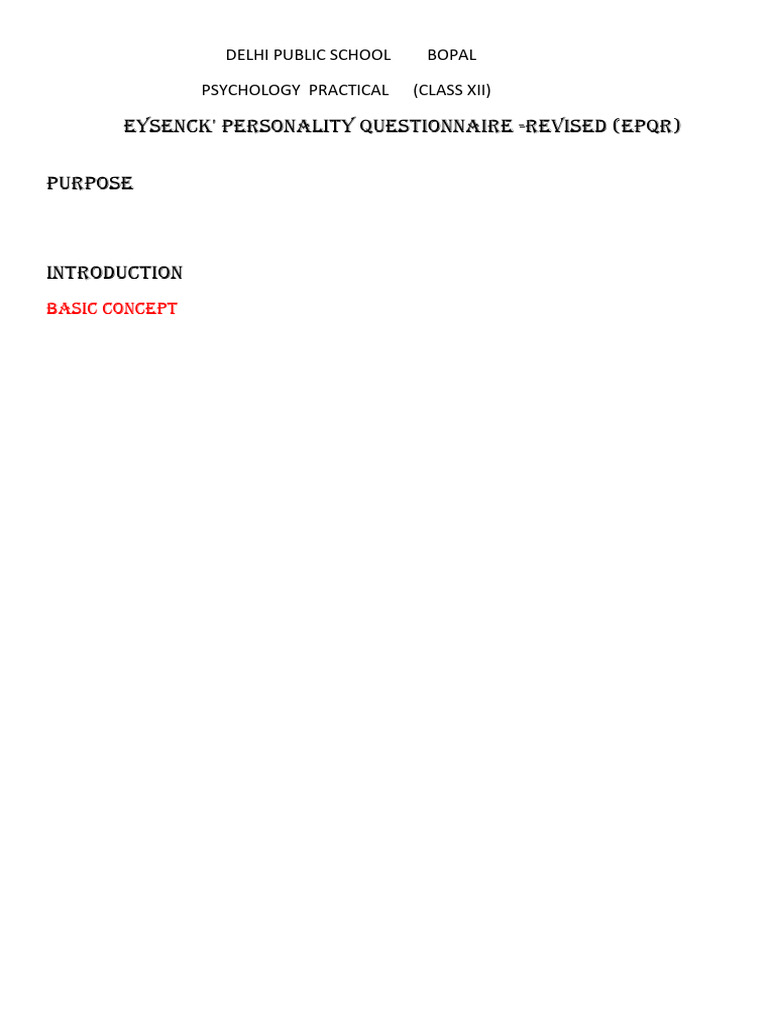 EPQR Practical | PDF