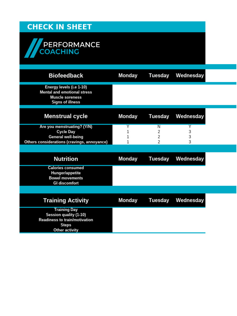 Weekly Health Check-In Sheet | PDF | Self-Improvement