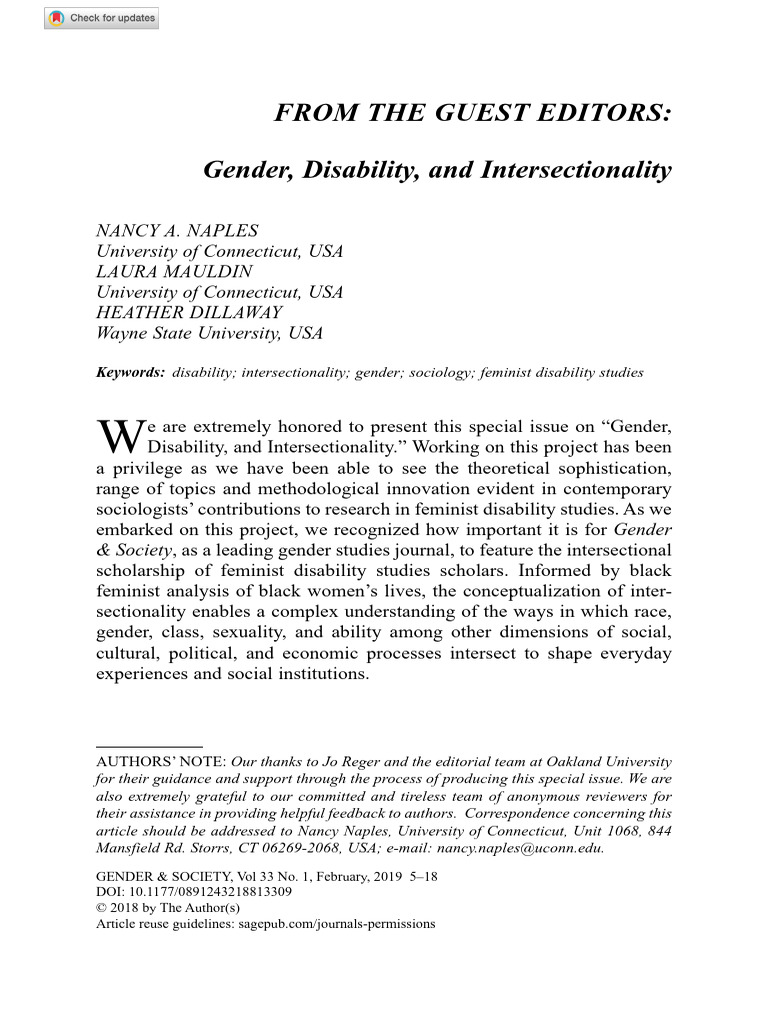 Gender Disability and Intersectionality | PDF