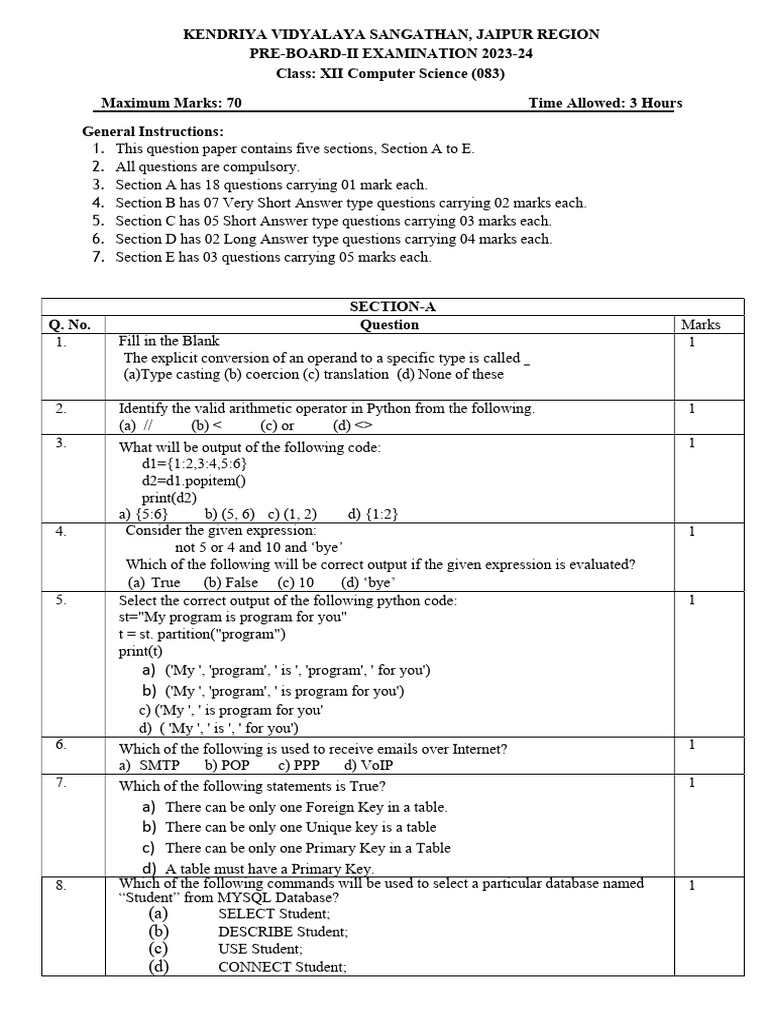 Pb-II Cs 2023-24 Set 3 QP | PDF