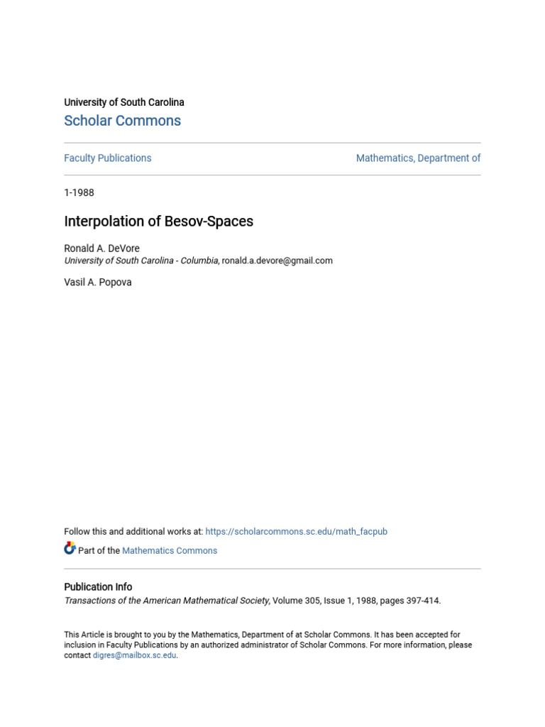 Interpolation of Besov-Spaces | PDF