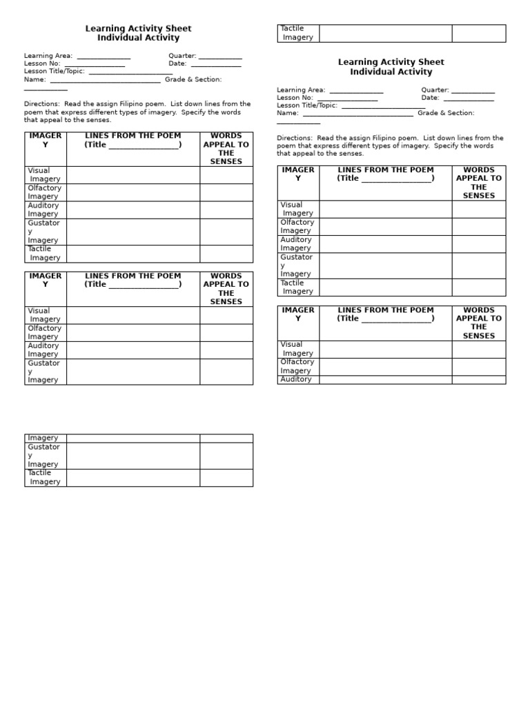 Learning Activity Sheet NO.1 | PDF Learning Activity Sheet NO.1 | PDF