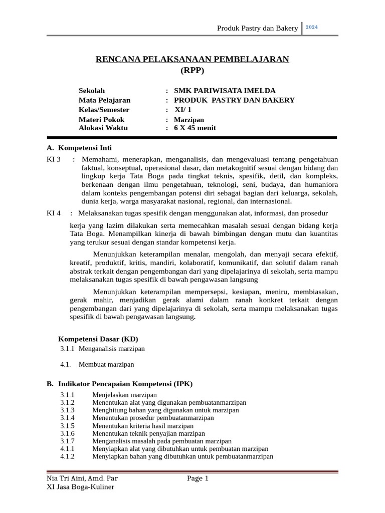 RPP-PPB - K13 Revisi - Nia | PDF