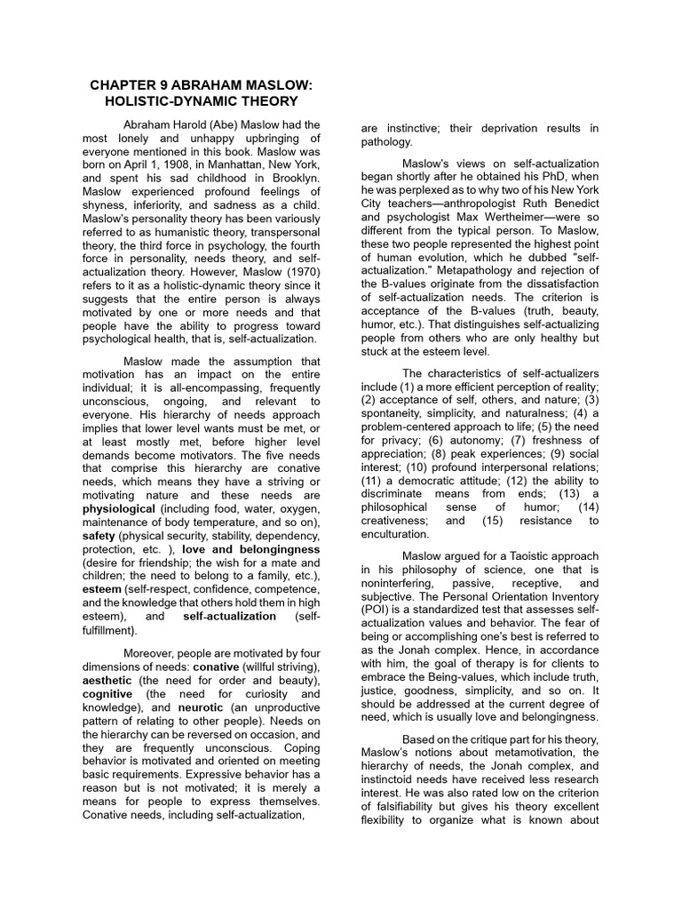 Chapt 9. MASLOW | PDF