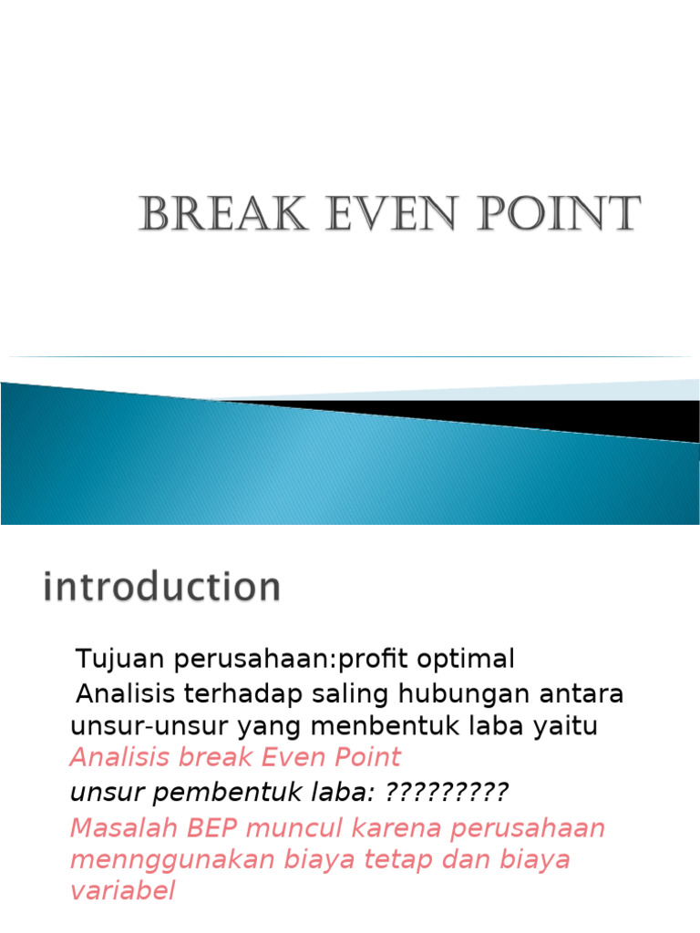 Analisa Bep Recovery | PDF