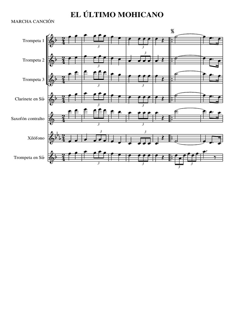 El Último Mohicano-Partitura y Partes | PDF