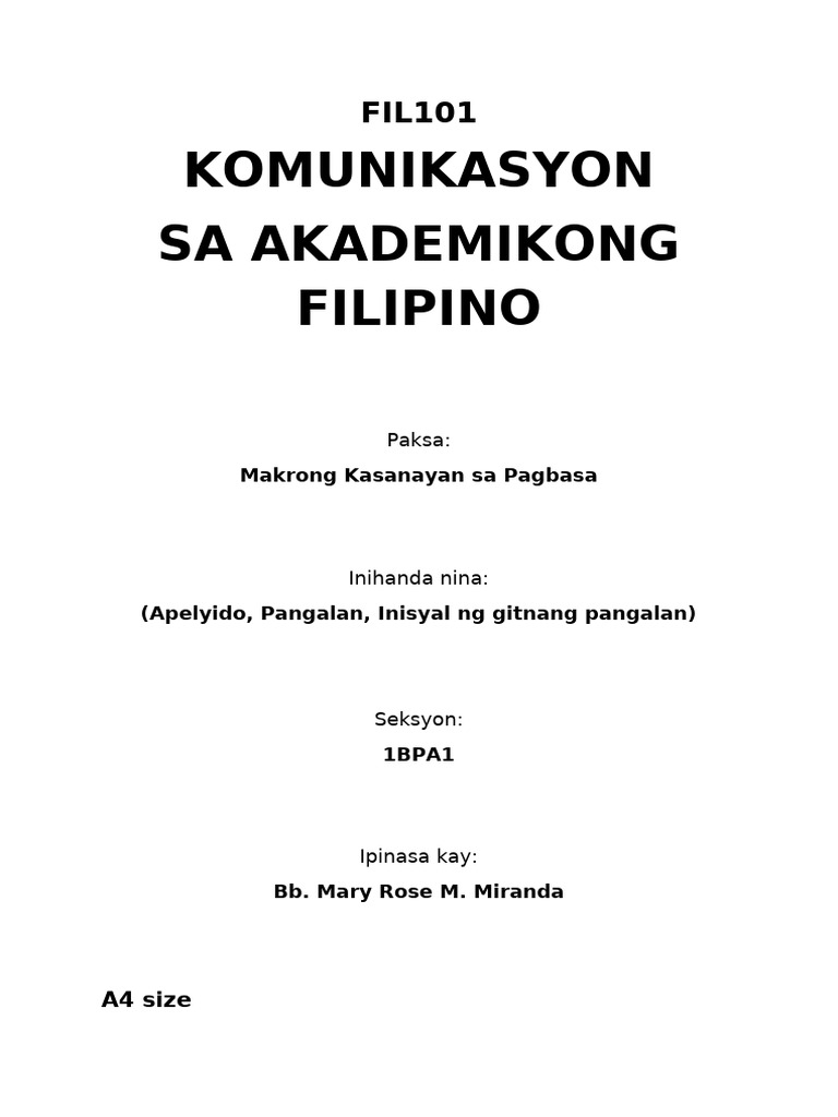 Fil101 Written Report Format | PDF