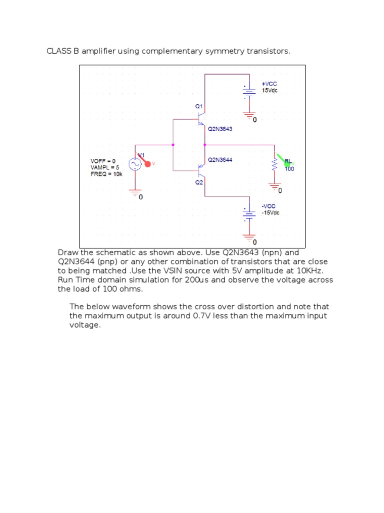 Class B Amplifier Design & Simulation | PDF | Teaching Methods ...