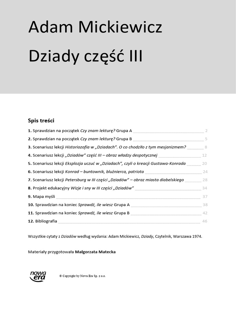 Dziady CZ III Opracowanie Lektury | PDF