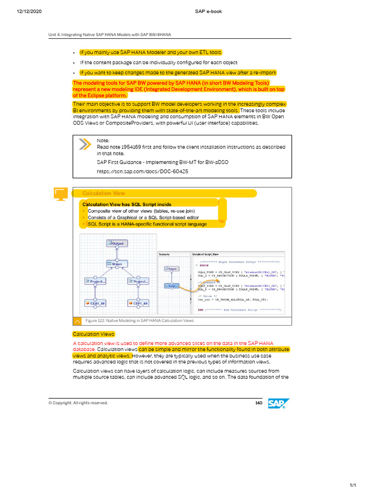 Unit 4: Integrating Native SAP HANA Models With SAP BW/4HANA | PDF