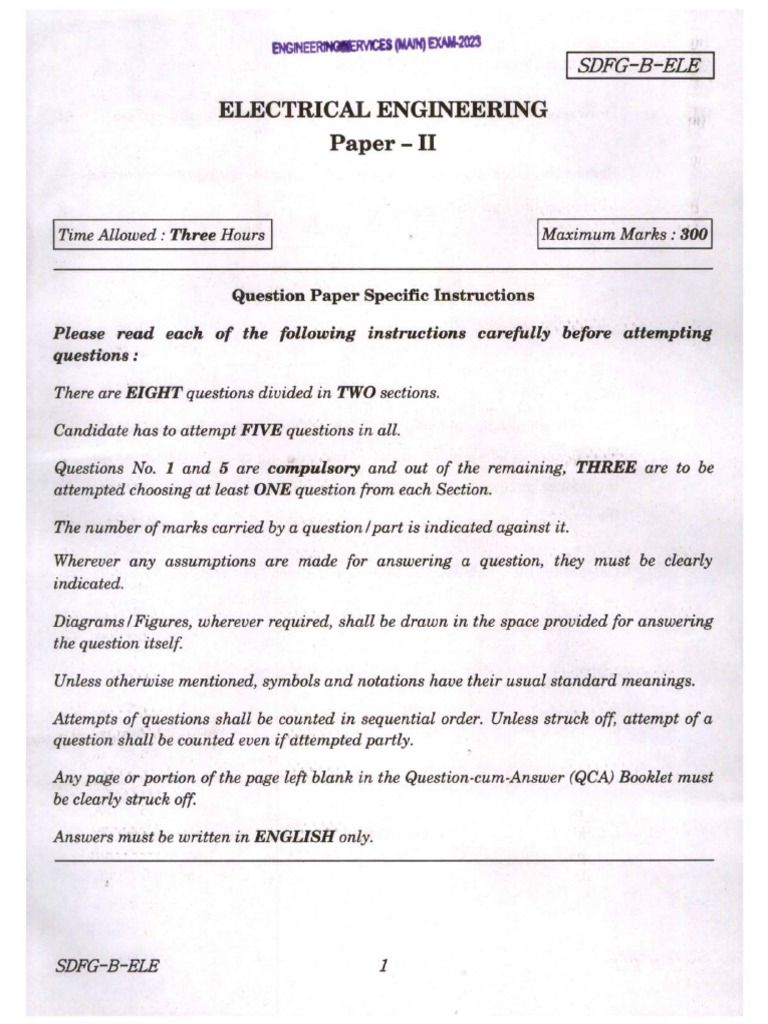 IES Mains Electrical Engineering Paper 2 2023 | PDF