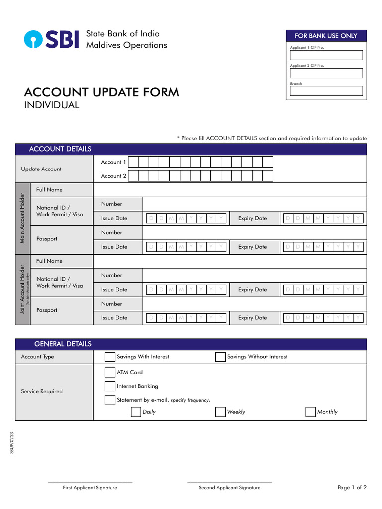 Account Update Form Savings 2023 | PDF