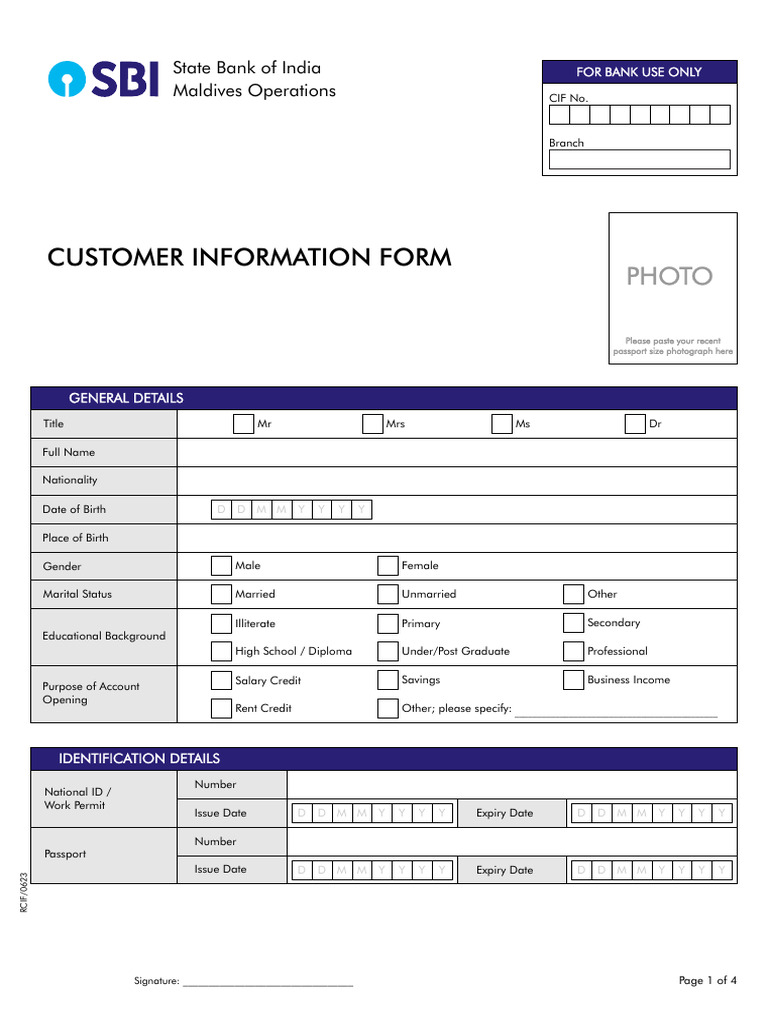 Customer Information Form Edt | PDF