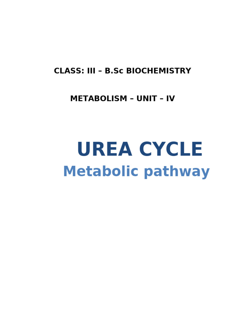 METABOLISM - UREA CYCLE | PDF