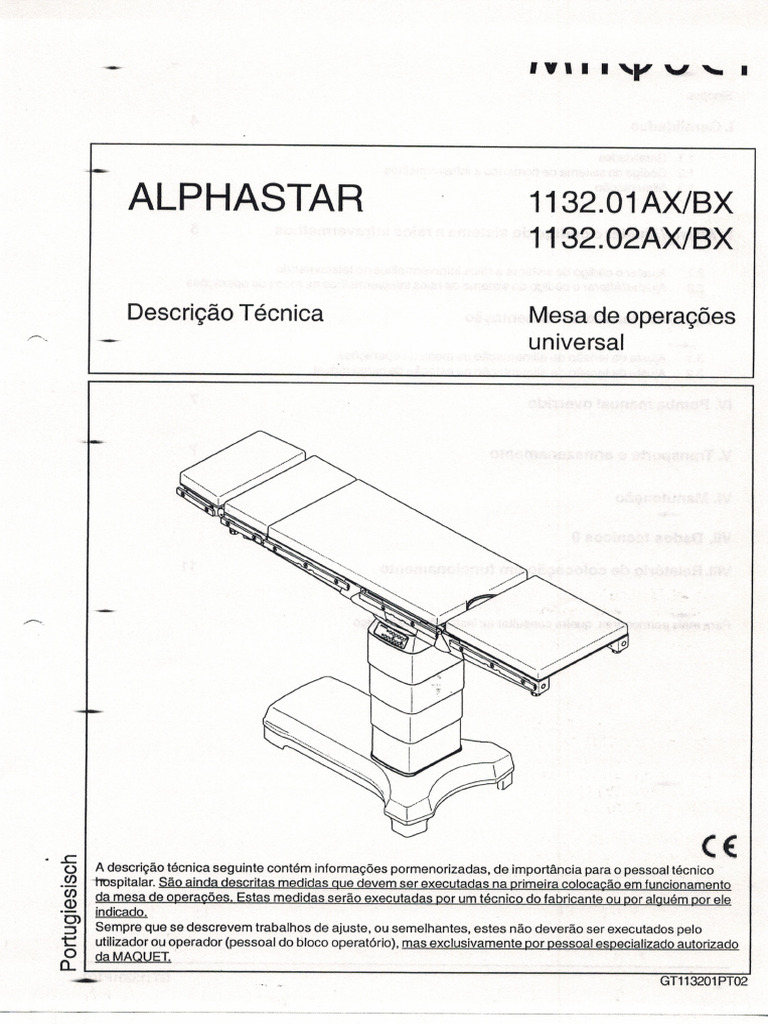 Mesa de Cirugía - MAQUET ALPHASTAR - Descripción Técnica - ES | PDF