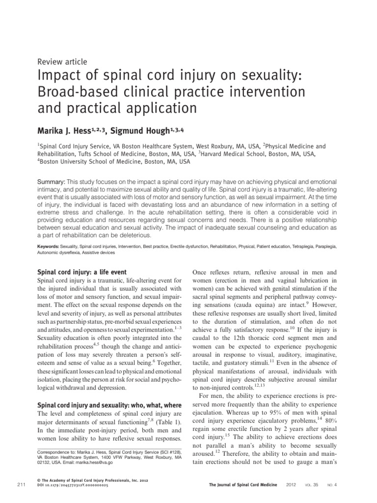 Impact of Spinal Cord Injury On Sexuality - Broad-Based Clinical Practice Intervention and ...