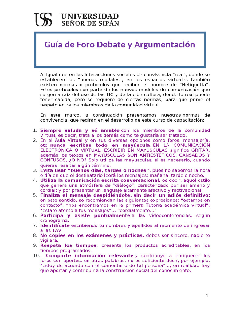 Guia de Foro de Debate y Argumentacion | PDF